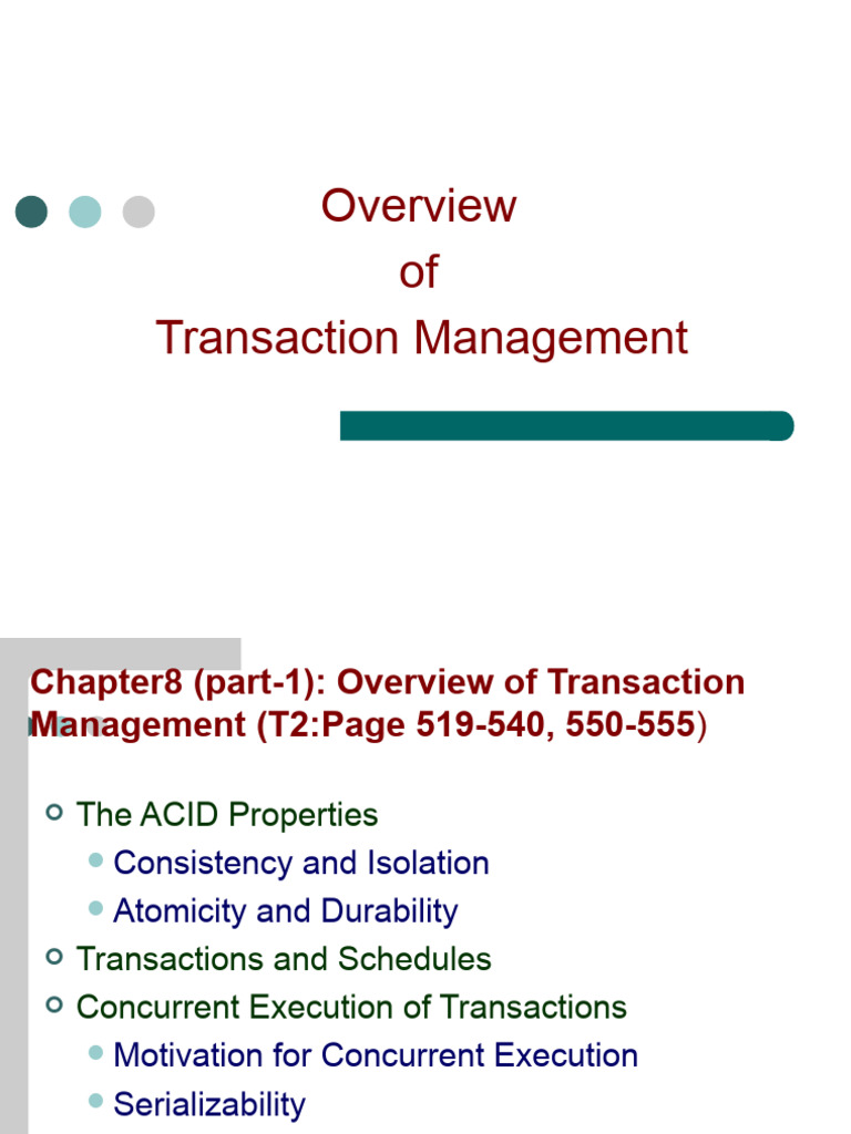 DBMS - Transaction Management | PDF | Database Transaction | Acid DBMS - Transaction Management | PDF | Database Transaction | Acid
