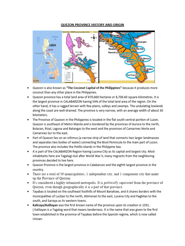 Quezon Province: History and Highlights | PDF | Foods | Cuisine