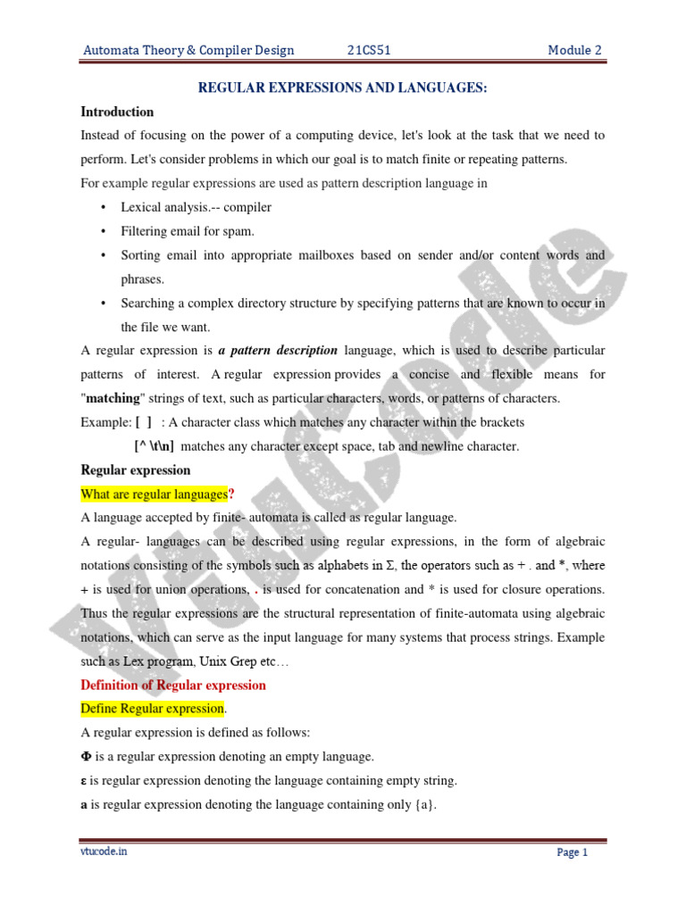 Atcd Module 2 2021 Scheme | PDF | Regular Expression | String (Computer Science)