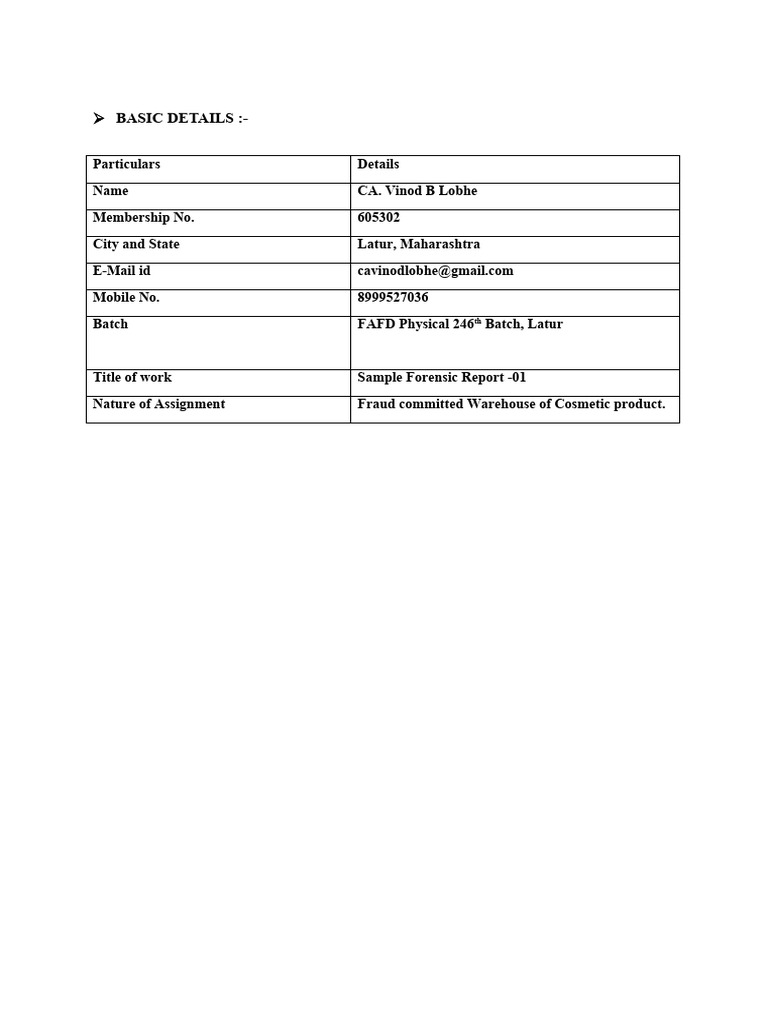 Forensic Audit Report of Abc LTD | PDF | Audit | Receipt