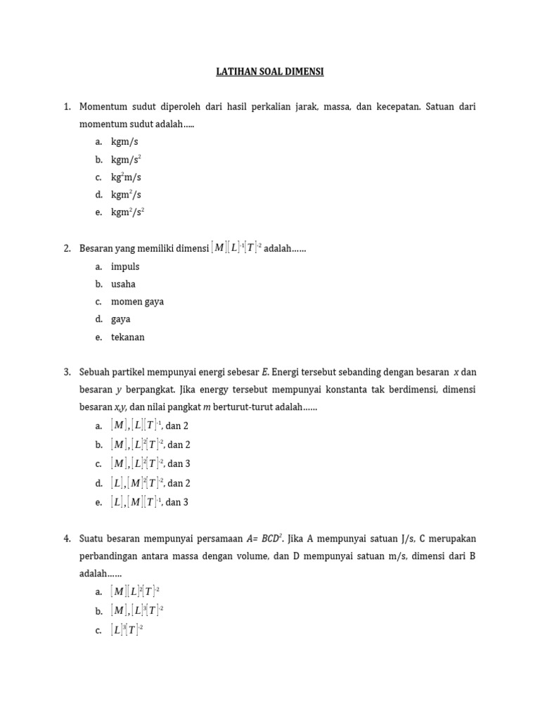 Latihan Soal Dimensi | PDF Latihan Soal Dimensi | PDF