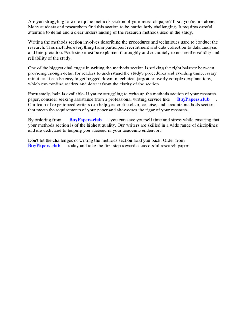 How To Write Up The Methods Section of A Research Paper | Download Free ...