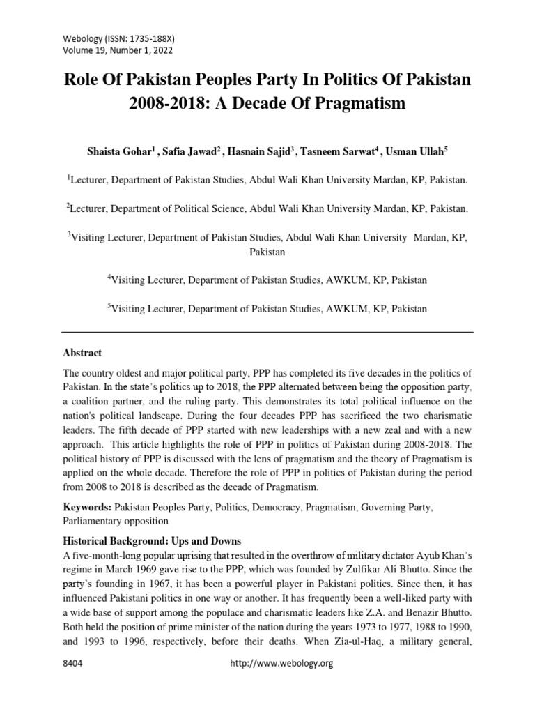 PPP's Political Role in Pakistan 2008-2018 | PDF | Benazir Bhutto ...