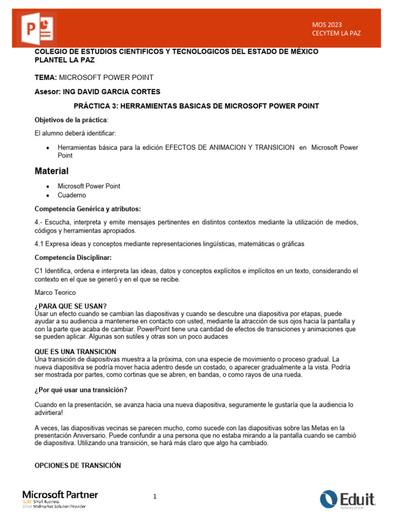 INSTRUCCIONES Práctica1.3 | PDF | Microsoft PowerPoint | Información
