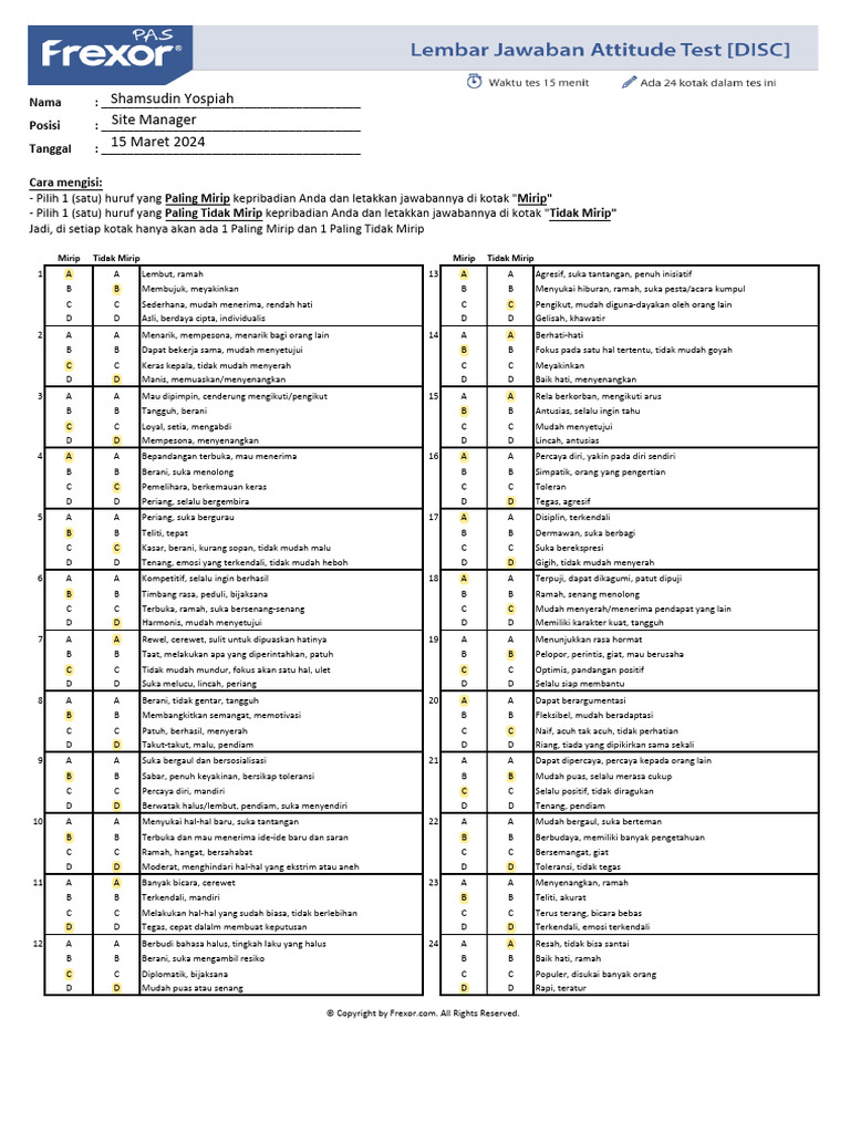 DISC Soal Attitude Test | PDF