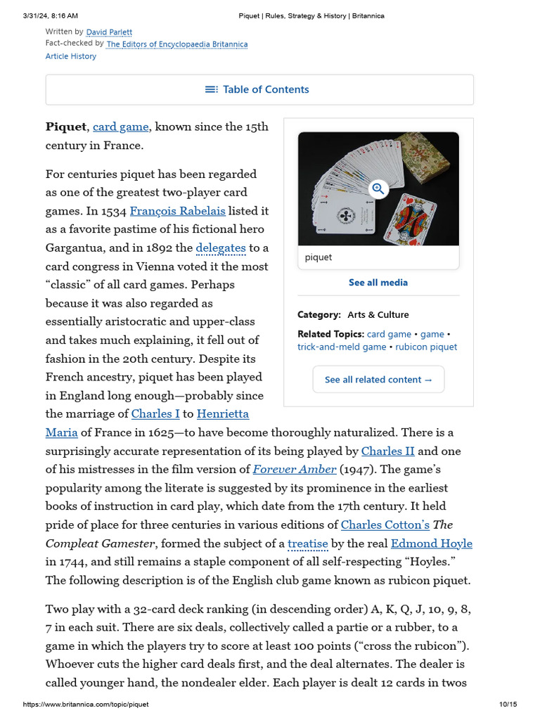 Piquet | PDF | Card Games | Playing Cards