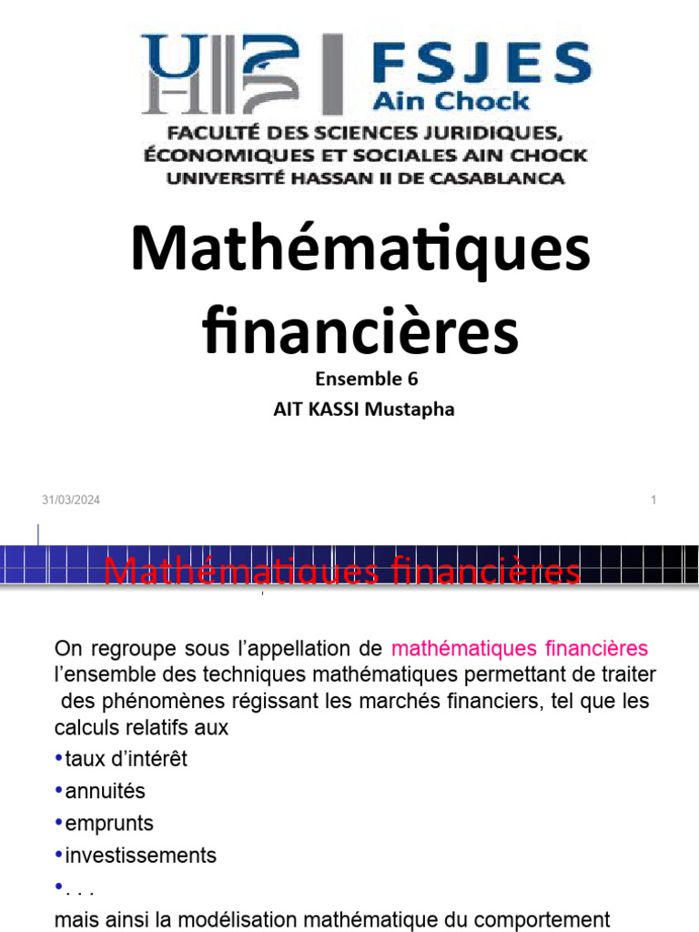 Introduction aux Maths Financières | PDF | Prêts | Centre d'intérêt