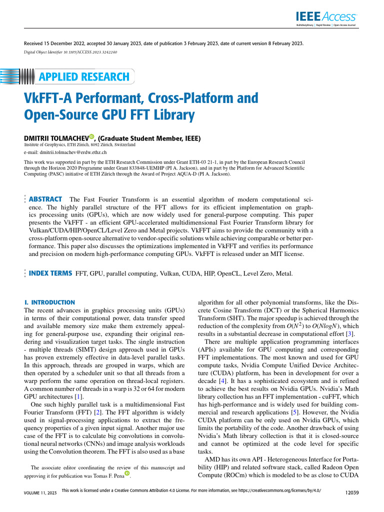 Vkfft A Performant Cross Platform And Open Source Gpu Fft Library Pdf Fast Fourier Transform