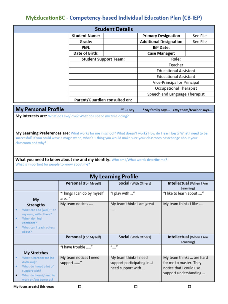 competency-based-iep-template-fillable-word-doc | PDF | Behavior ...