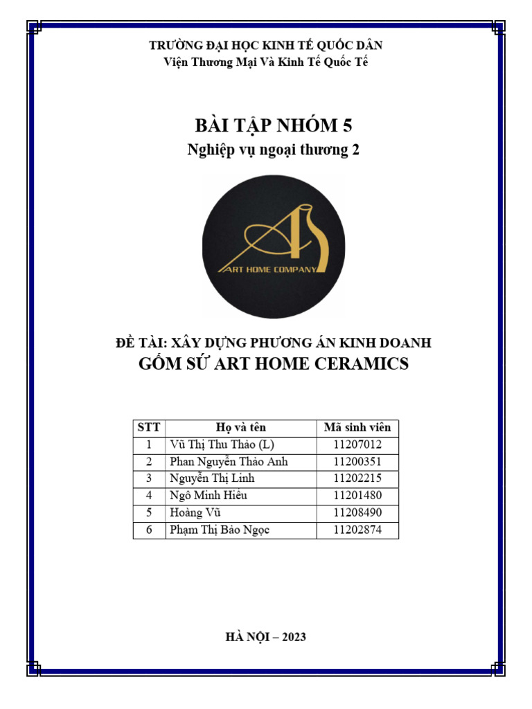 DỀ ÁN KINH DOANH NVNT2 | PDF