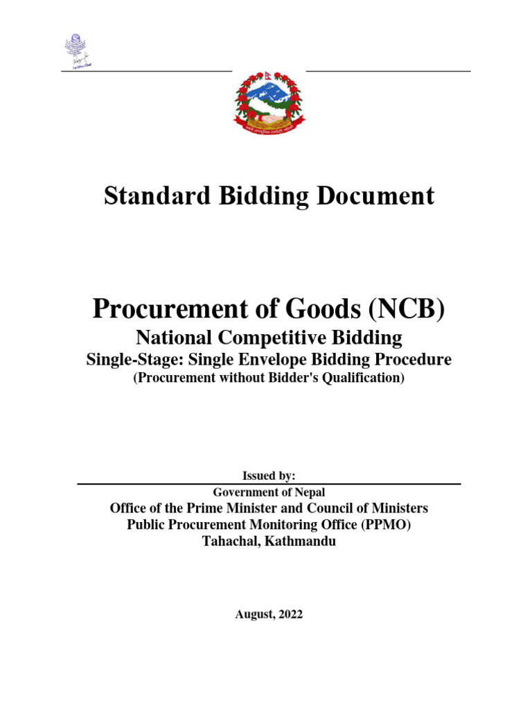 Procurement - of - Goods NCB 1S1E August 2022 | PDF | Government ...