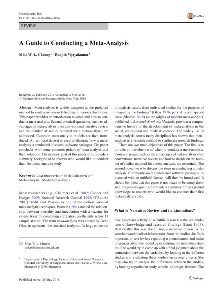 A Guide To Conducting A Meta-Analysis | Download Free PDF | Meta Analysis | Effect Size