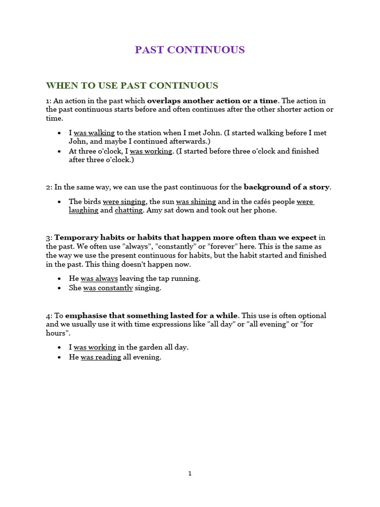 Understanding Past Continuous Tense | PDF | Grammar | Language Mechanics