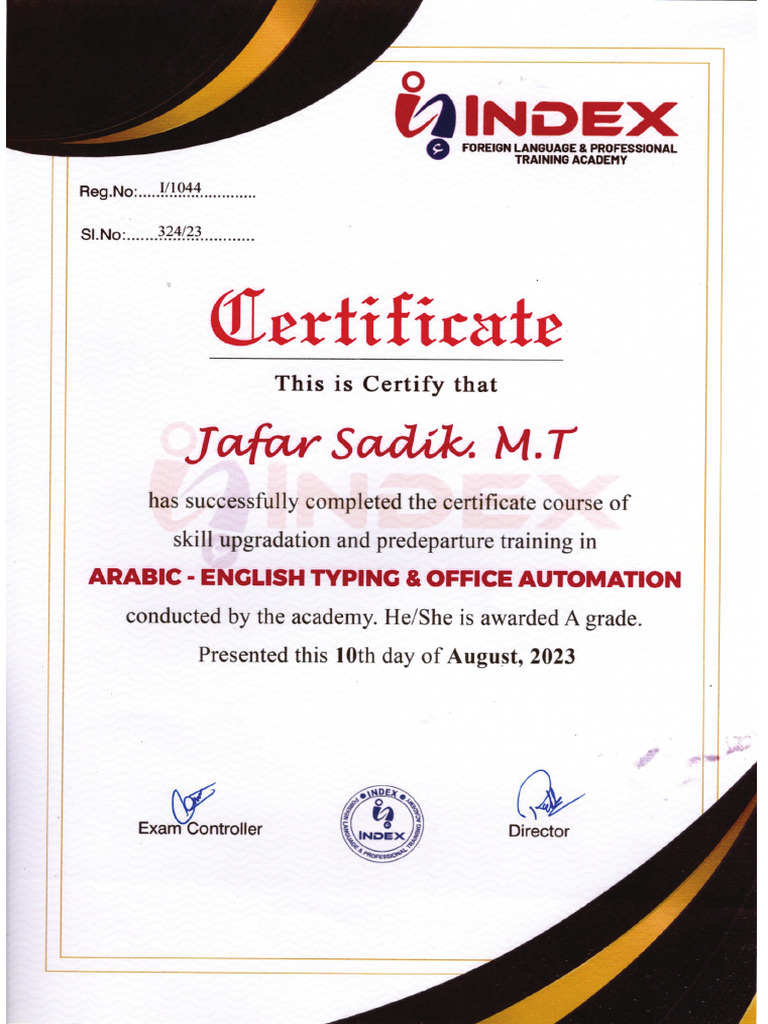 Typing Certificate | PDF