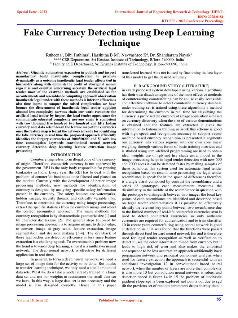 Fake Currency Detection Using Deep Learning Technique ...