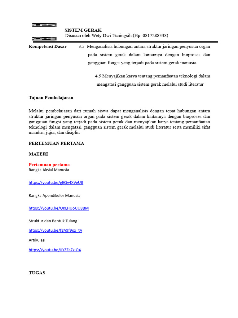 LKPD Sistem Rangka | PDF