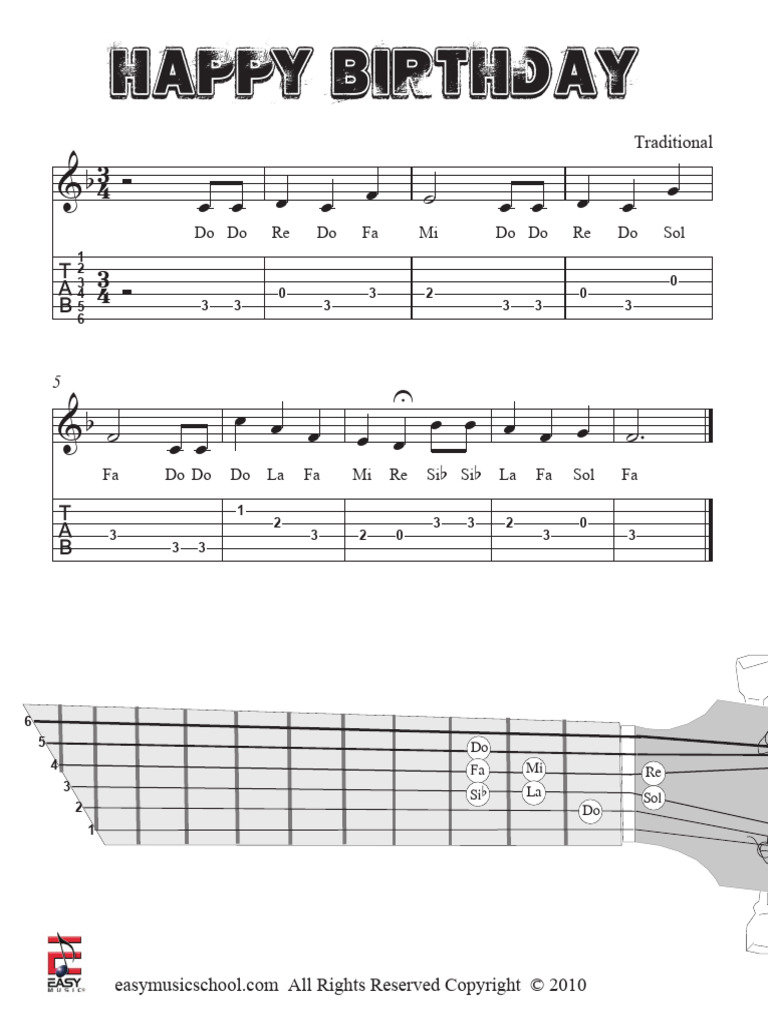 Happy Birthday Traditional Guitar Level 2 Pdf