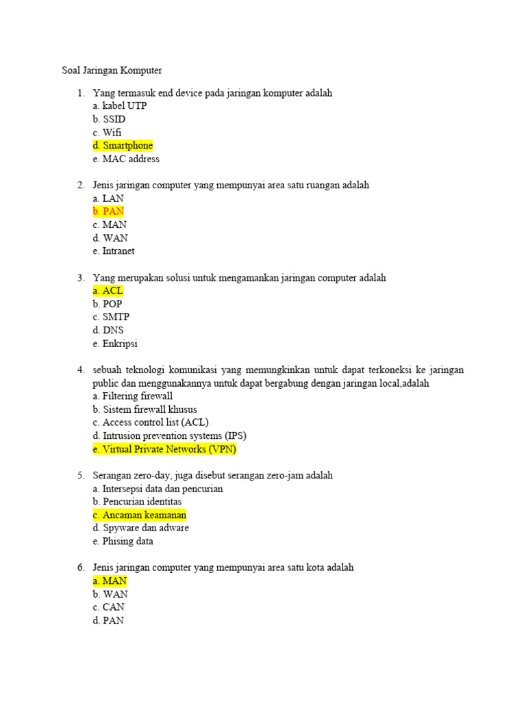 Latihan Soal Jaringan Komputer Semester 3 (Setyo Bagus Nugraha) | PDF | Metode & Bahan Ajar ...
