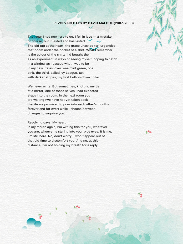 Revolving Days by David Malouf | PDF