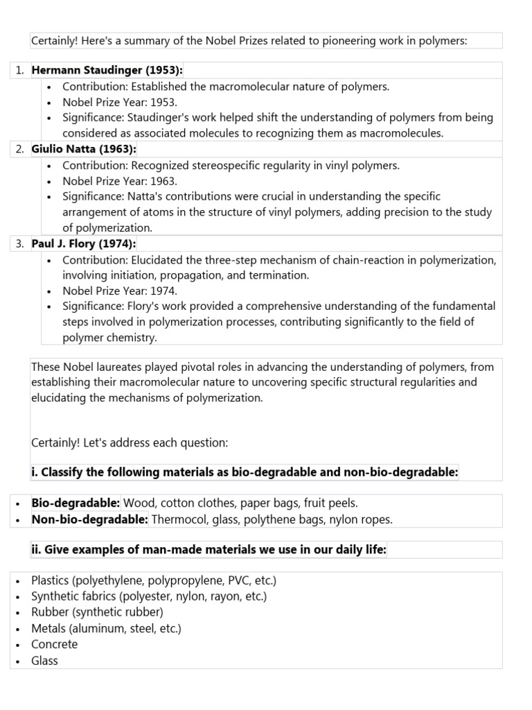 Polymer Note | Download Free PDF | Polymers | Polymerization