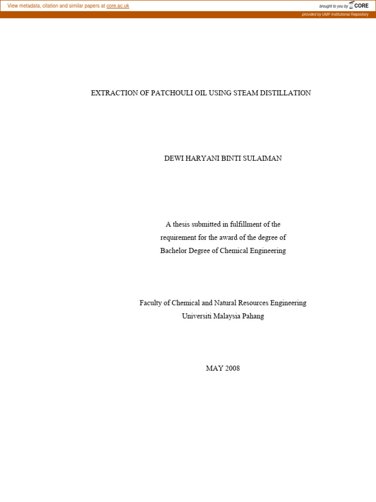 Patchouli Oil Extraction via Steam Distillation | PDF | Essential Oil