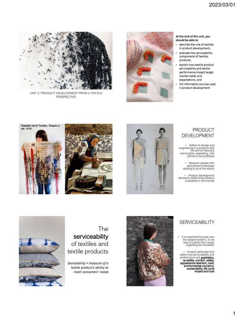 Unit 2 Handouts - Product Development From A Textile Perspective | PDF ...