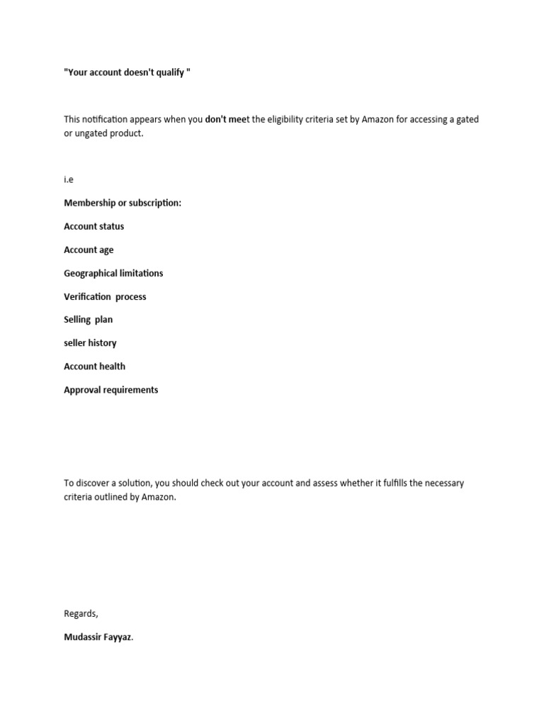 Your Account Does Not Qualify | PDF