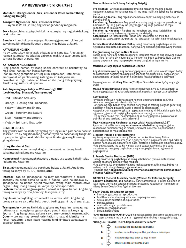 REVIEWER 3rd Quarter | PDF