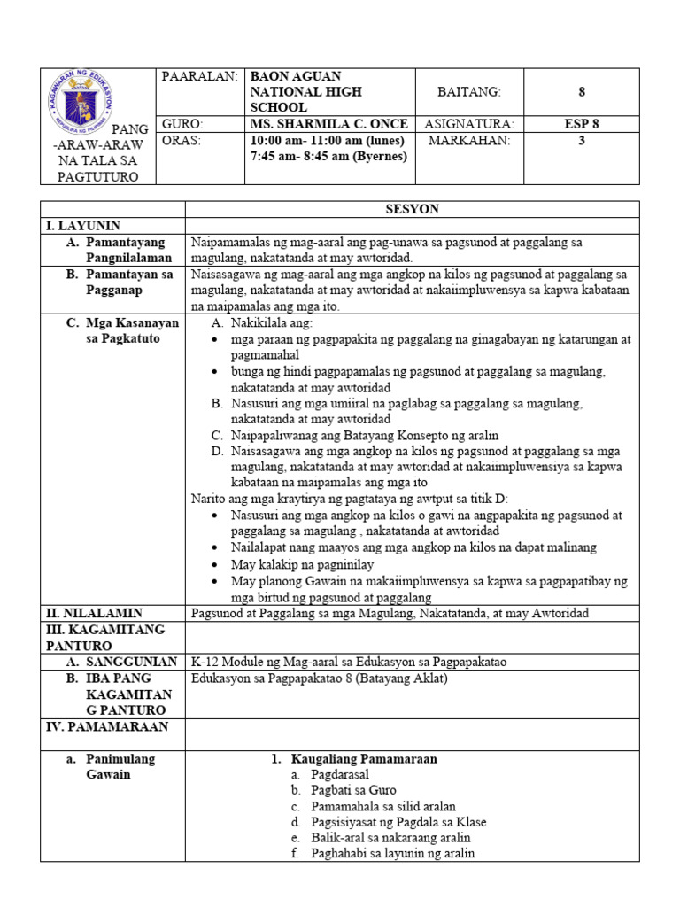 Esp Grade 8 Module 2 | PDF