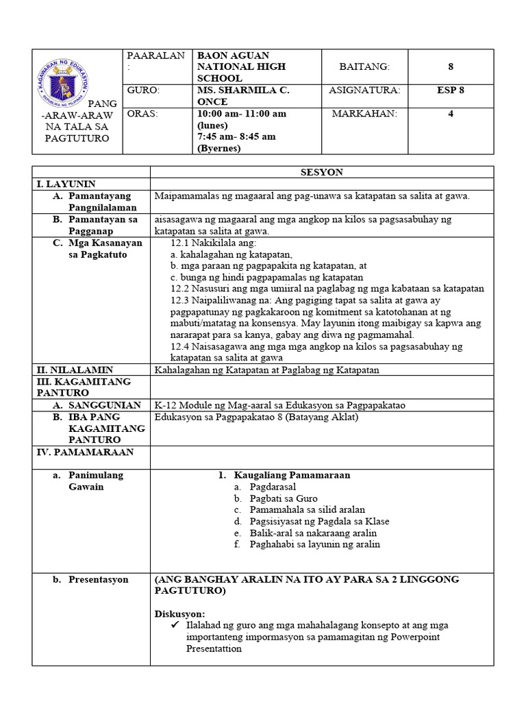 1esp Grade 8 Module 1 2NND Quarter | PDF