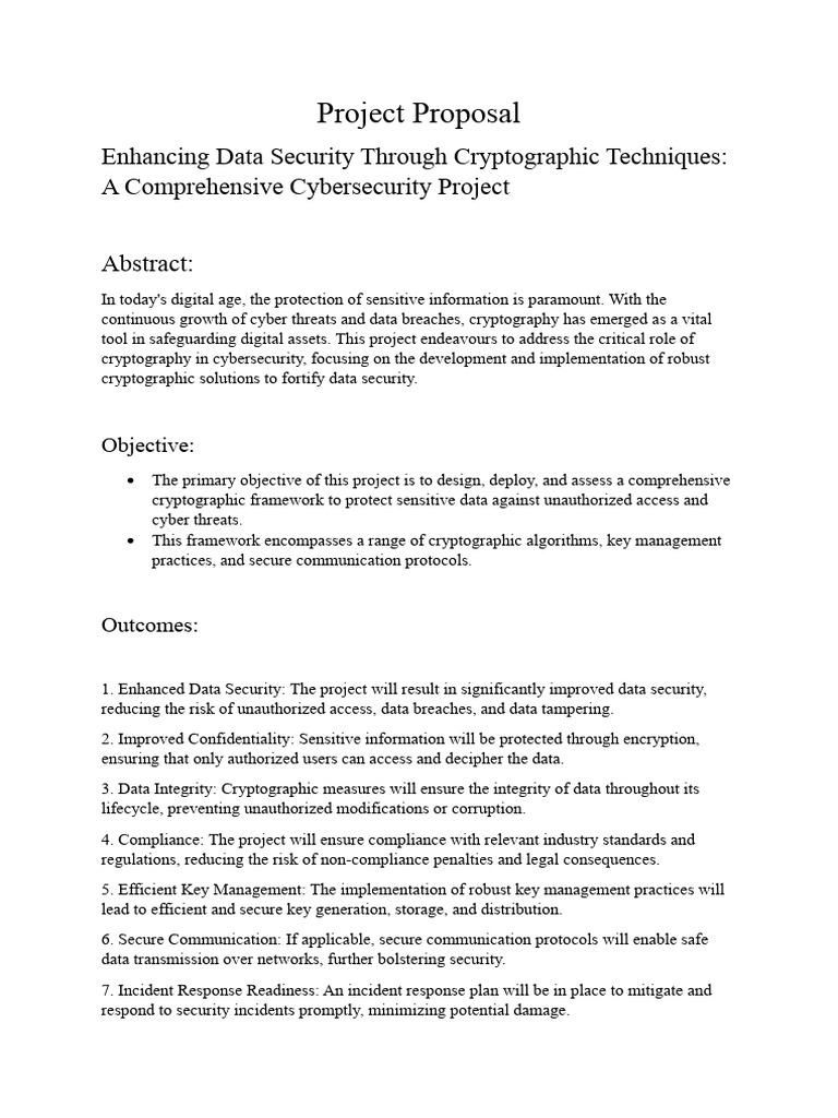 Cyber Security Project Proposal Pdf Information Security Cryptography 