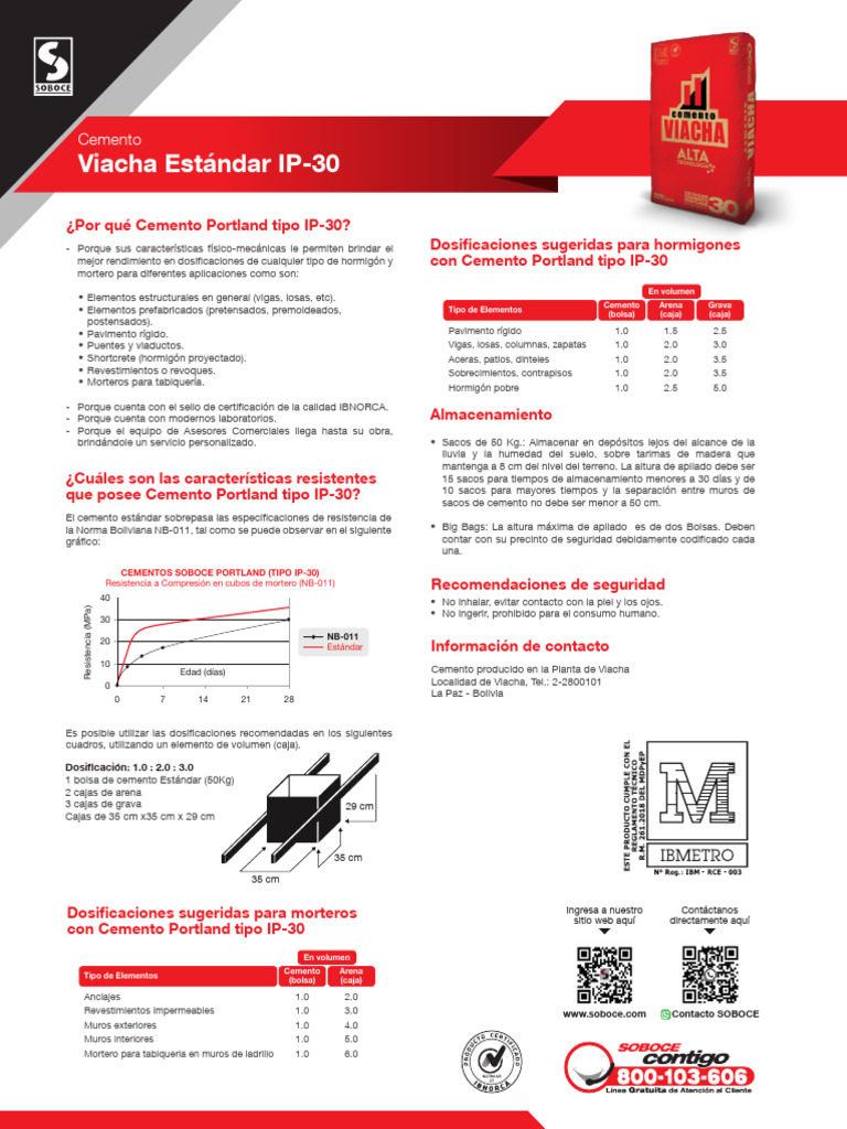 Cemento Estandar Viacha IP 30 | PDF | Cemento | Hormigón