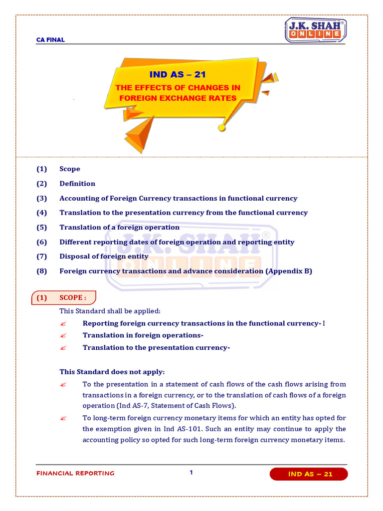 IND AS 21 Revision | PDF | Balance Sheet | Income Statement