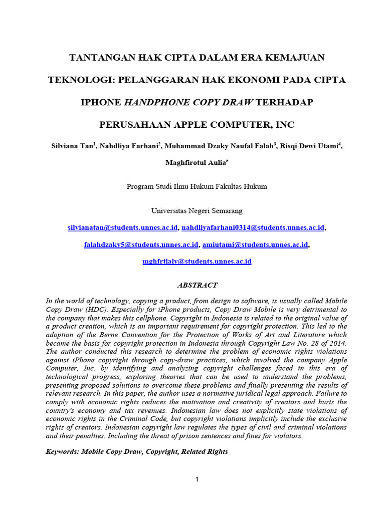 Final Proyek Paper Kekayaan Intelektual Kelompok 3 | PDF | Copyright
