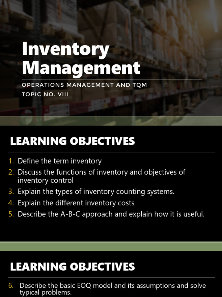 Lesson VIII Inventory Management Version 2023 | PDF | Inventory ...