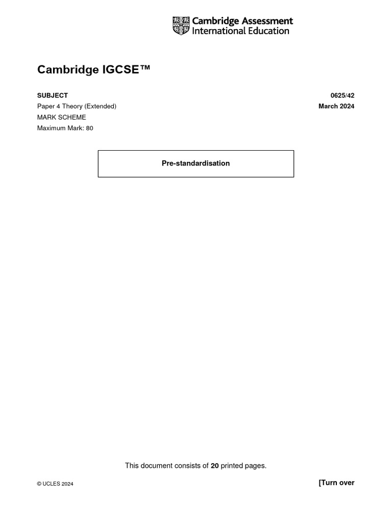 Igcse Math P4 Ms 2024 Pdf Atomic Nucleus Physical Phenomena