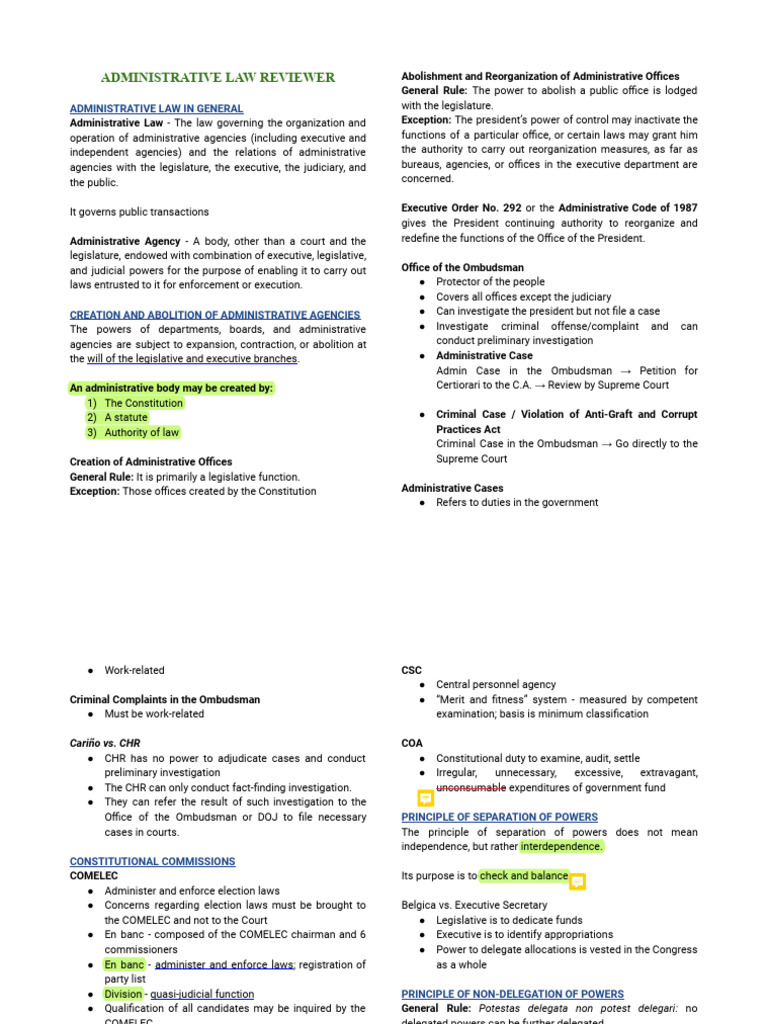 Administrative Law Overview and Principles | PDF | Administrative Law ...