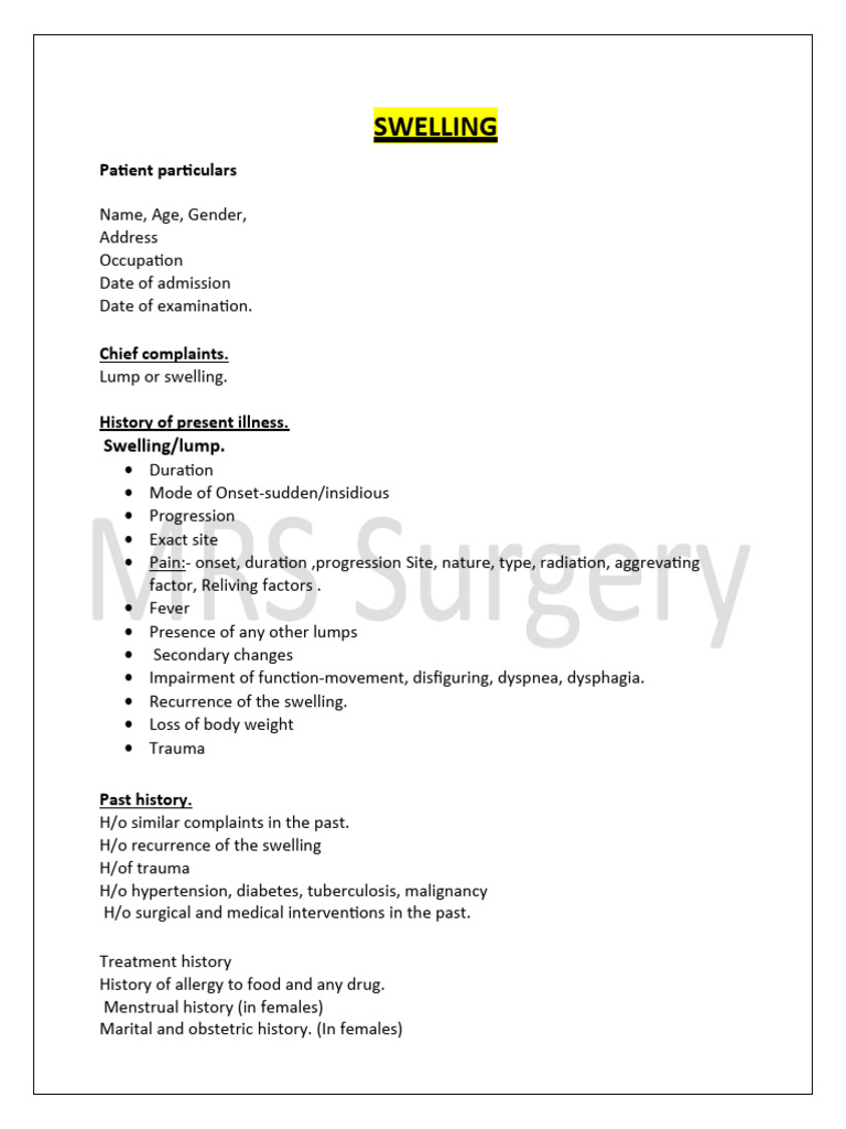 Examination of A Swelling | PDF | Edema | Hypertension