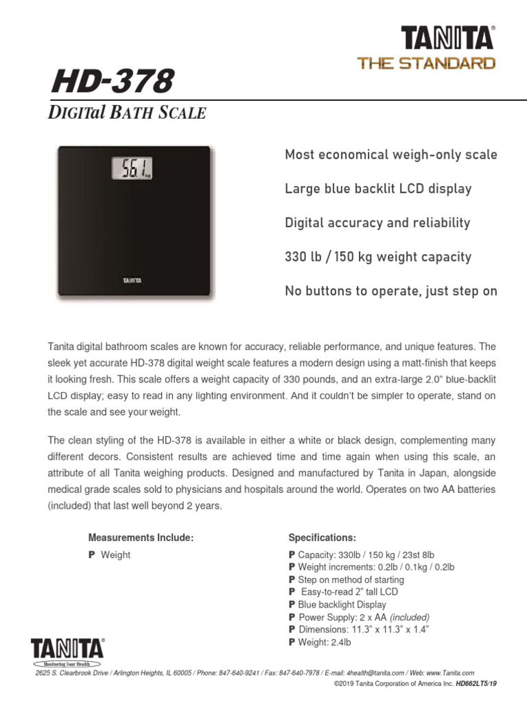 Tanita HD-378 | PDF | Backlight | Consumer Electronics