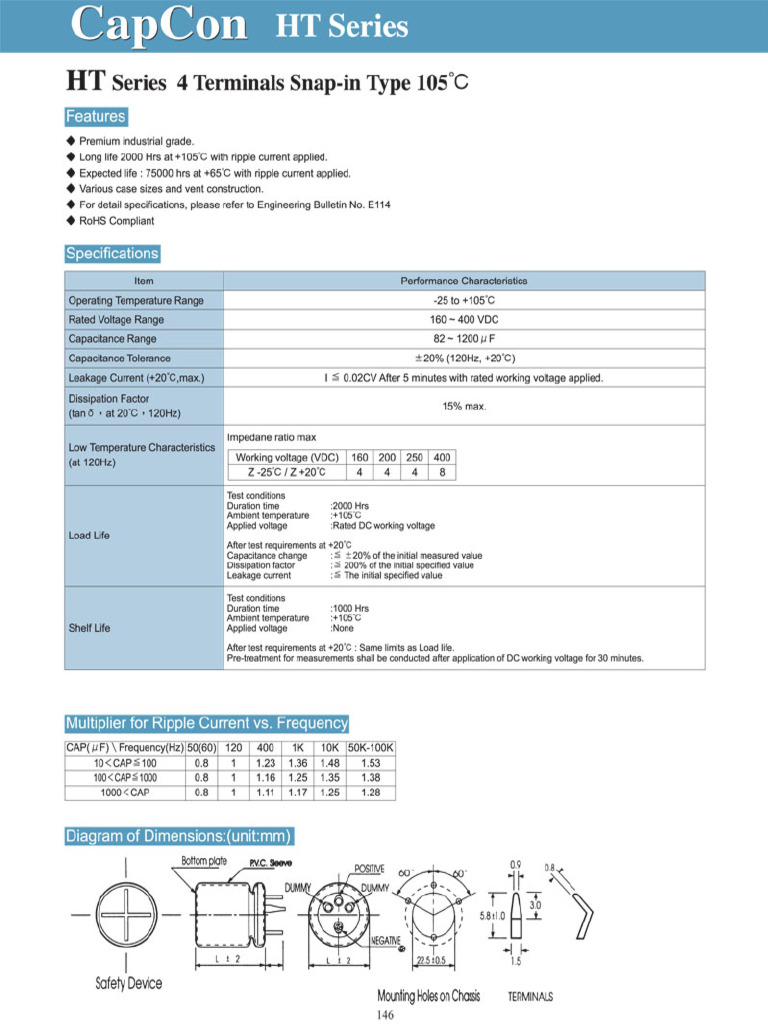 CapCon (Snap-In) HT Series | PDF