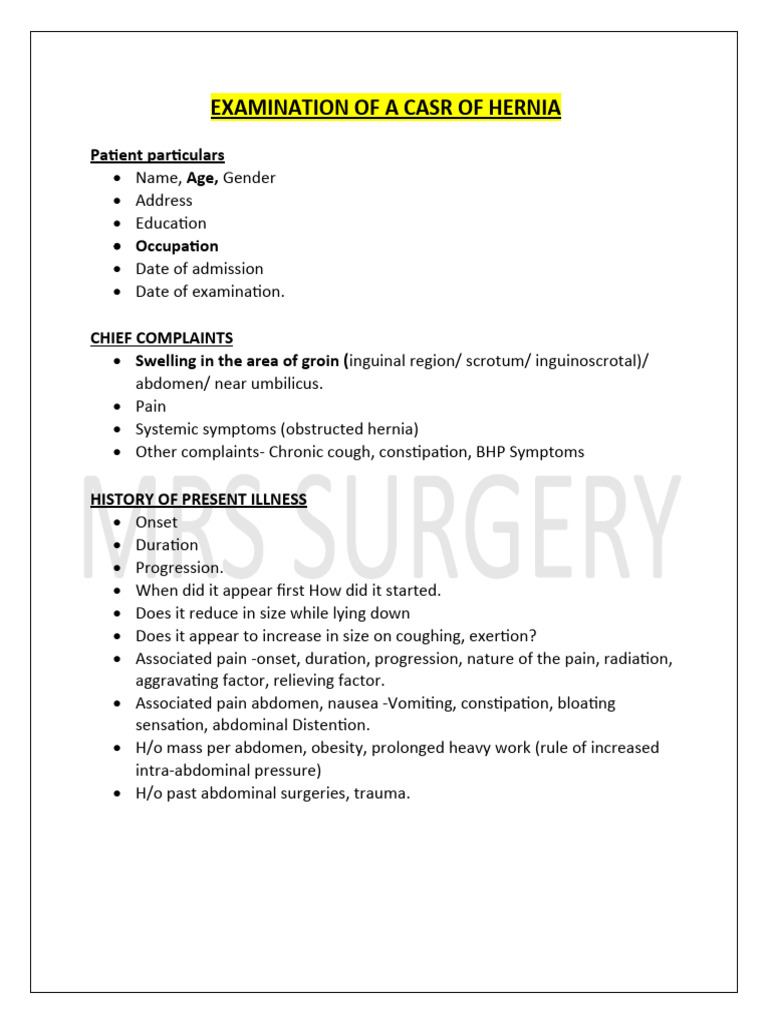 Examination of Inguinal Hernia | PDF | Constipation | Physical Examination