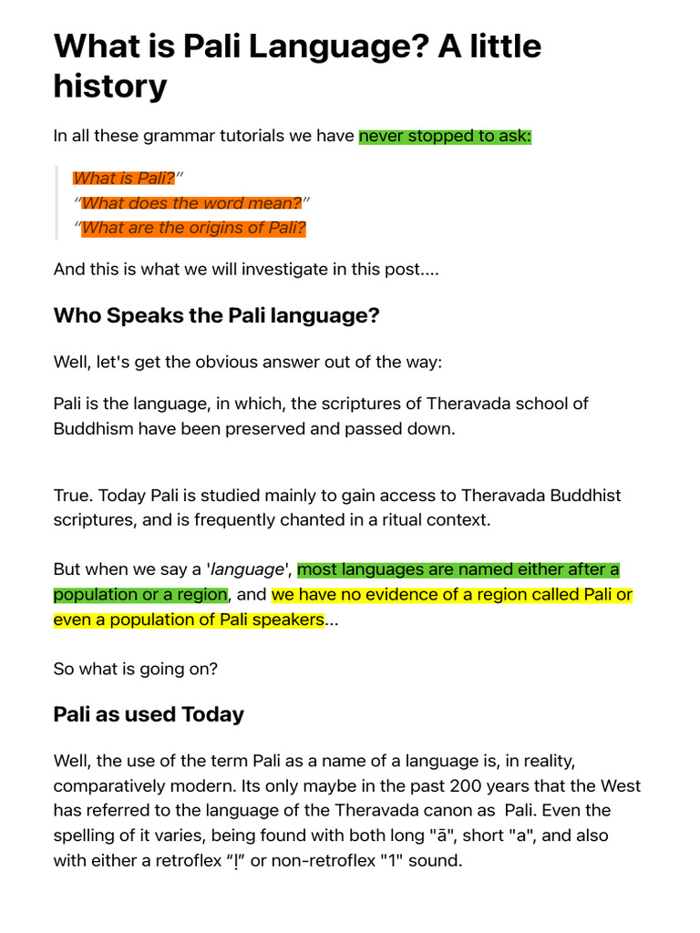 What Is Pali Language-A Little History | PDF | Pali | Buddhist Texts