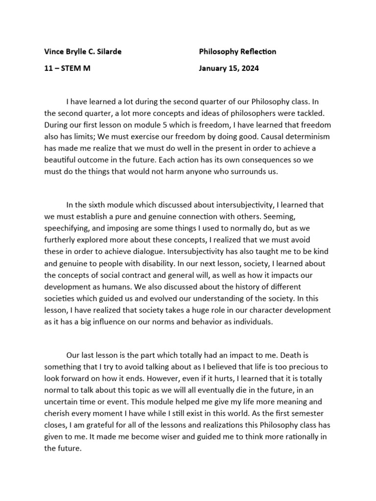 Philo Reflection | PDF