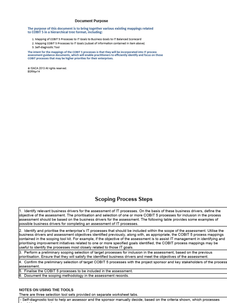 COBIT 5 Process Mapping for IT Goals | PDF | Enterprise Architecture ...