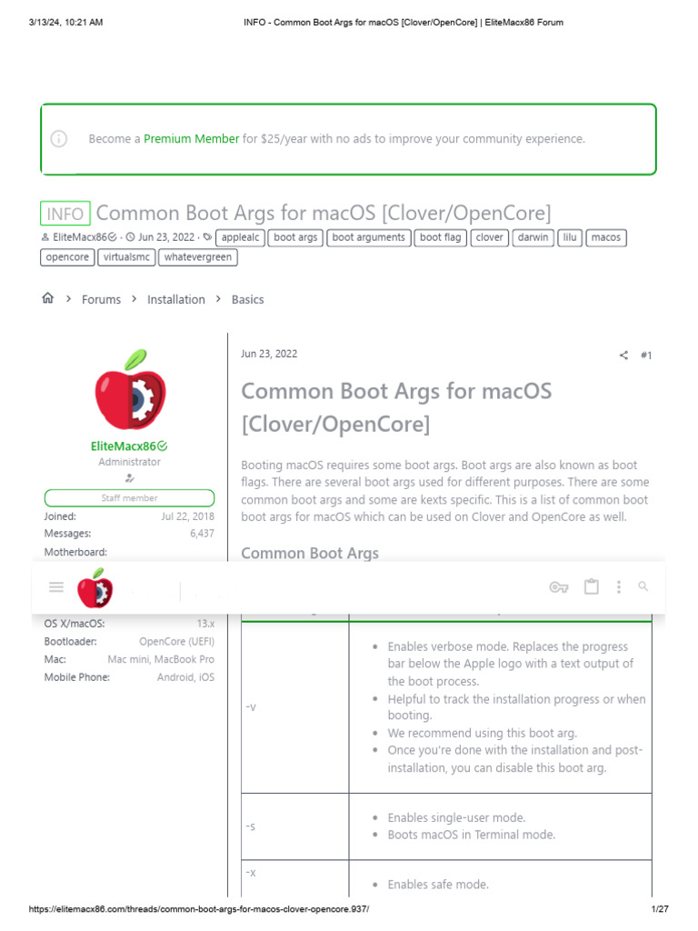 INFO - Common Boot Args For macOS (Clover - OpenCore) - EliteMacx86 Forum | PDF | Graphics ...