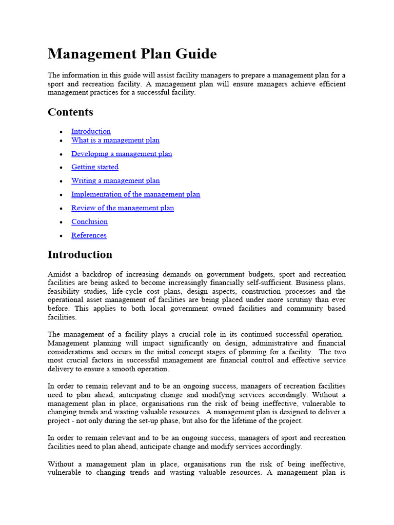 Management Plan Guide | Download Free PDF | Goal | Risk