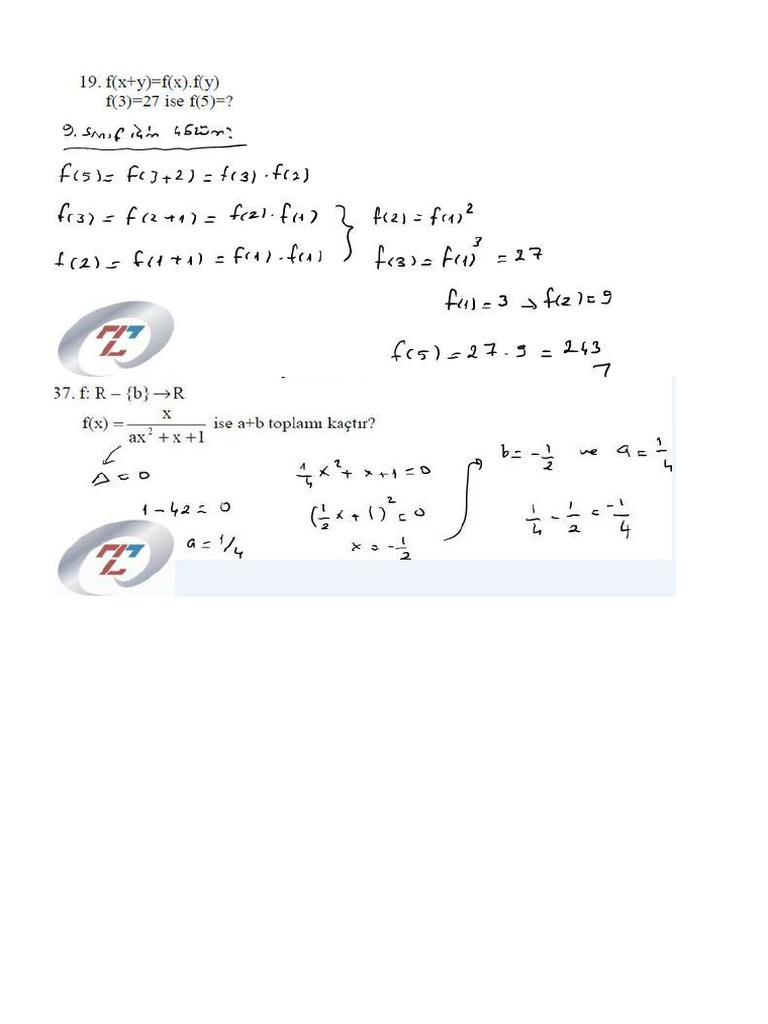 Fonksiyonlar Ders Notu | PDF