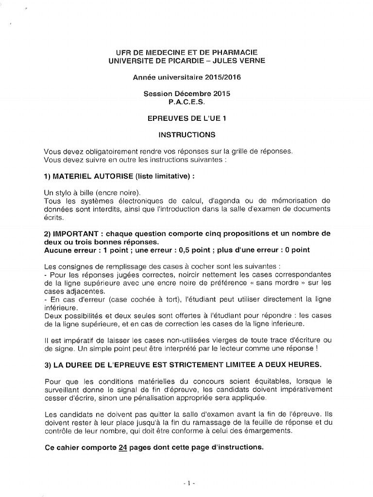 Sujet UE1 2015 | PDF