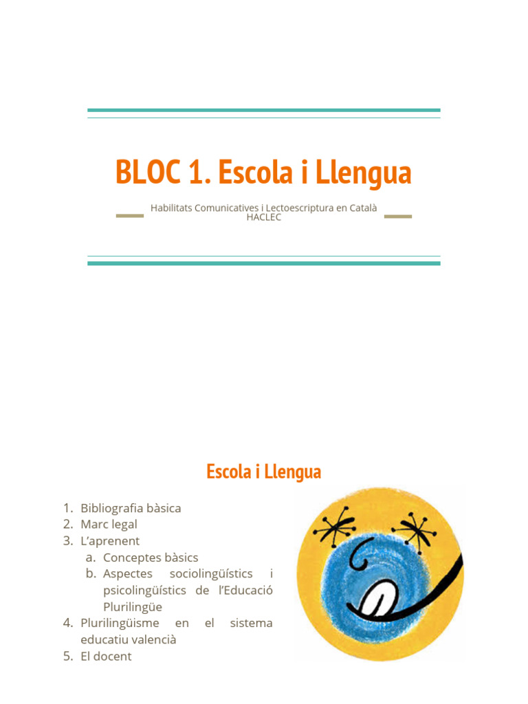 Bloc 1 Escola I Llengua | PDF