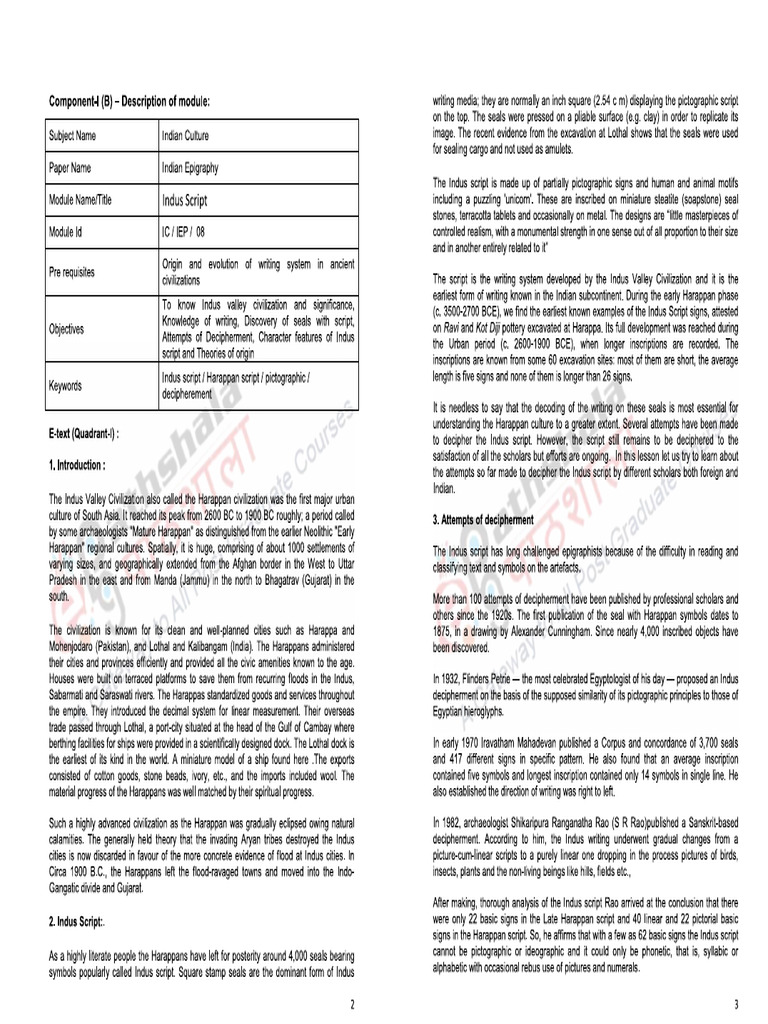 Harrapan Script | PDF